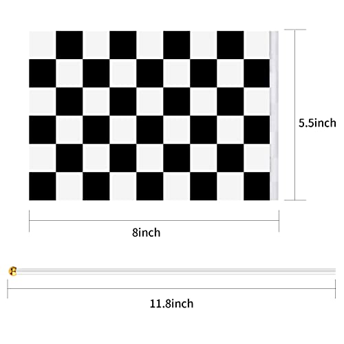 98ft Checkered Black & White Pennant Banner Racing Flags and 20Pcs 11.8 Inch Racing Flags with Plastic Sticks for Racing Party Supplies by HRLORKC