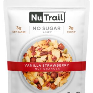 NuTrail Nut Granola Cereal, Vanilla Strawberry, No Sugar Added, Keto, Low Carb, Gluten Free, Grain Free, Healthy Breakfast 8 oz. 1 Count