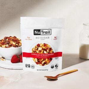 NuTrail Nut Granola Cereal, Vanilla Strawberry, No Sugar Added, Keto, Low Carb, Gluten Free, Grain Free, Healthy Breakfast 8 oz. 1 Count