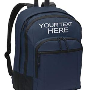 Personalized Customized Basic Classic Navy College Backpacks - Add Your Embroidered Name