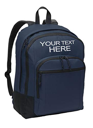 Personalized Customized Basic Classic Navy College Backpacks - Add Your Embroidered Name