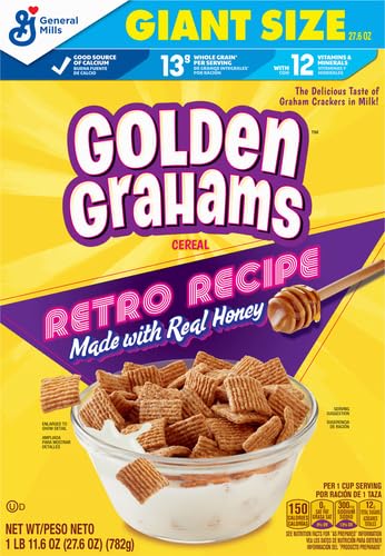 Golden Grahams Breakfast Cereal, Graham Cracker Taste, Whole Grain, Giant Size, 27.6 oz