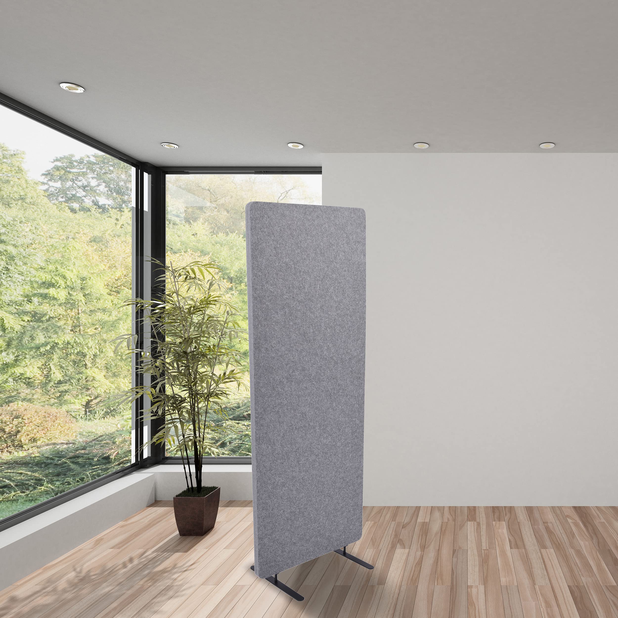 Stand Up Desk Store ReFocus Raw Freestanding Acoustic Desk Divider Privacy Panel to Reduce Noise and Visual Distractions (Castle Gray, 23.6" x 62")