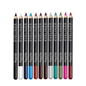 eye liner pencil set - 12 assorted colors natural matte long lasting hypoallergenic eyeliners eye makeup soft crayon pencils (black gray brown plum purple lavender pink etc)