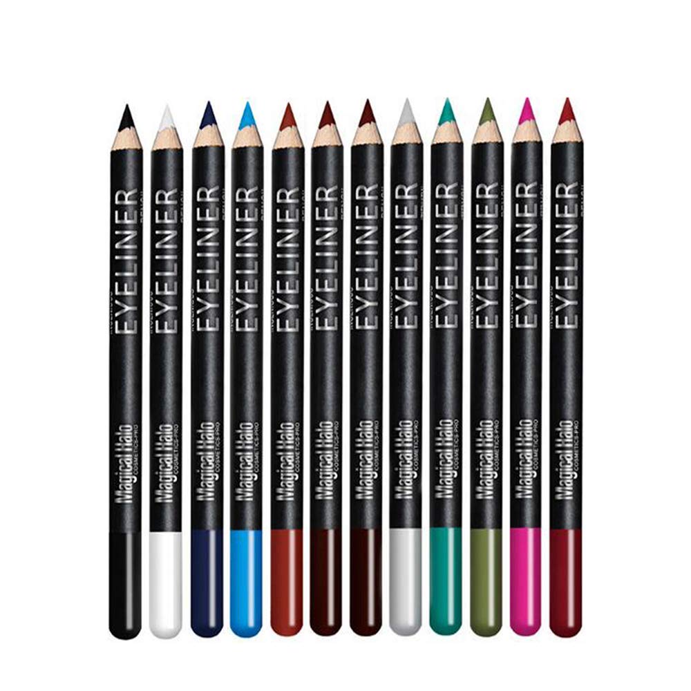 Eye Liner Pencil Set - 12 Assorted Colors Natural Matte Long Lasting Hypoallergenic Eyeliners Eye Makeup Soft Crayon Pencils (Black Gray Brown Plum Purple Lavender Pink etc)