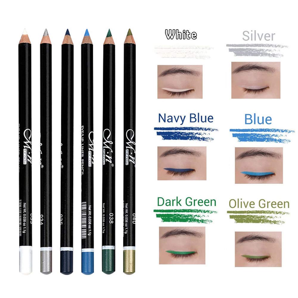 Eye Liner Pencil Set - 12 Assorted Colors Natural Matte Long Lasting Hypoallergenic Eyeliners Eye Makeup Soft Crayon Pencils (Black Gray Brown Plum Purple Lavender Pink etc)