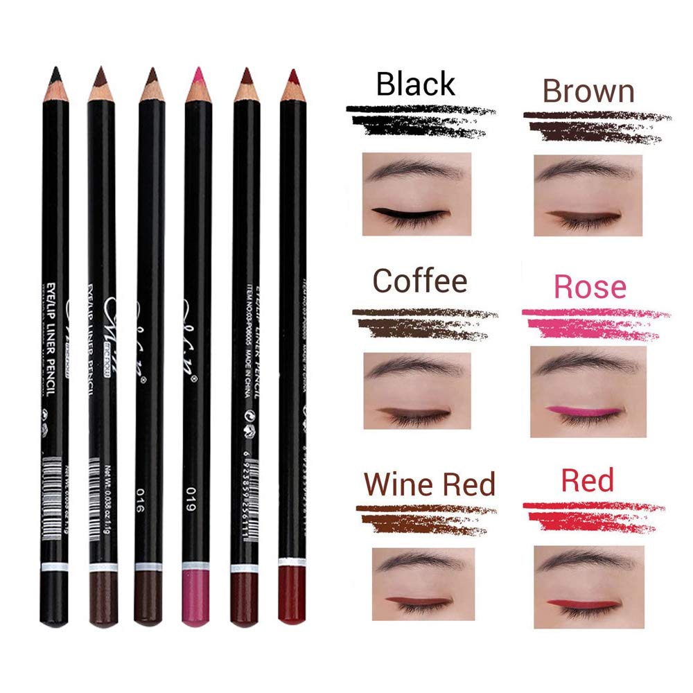 Eye Liner Pencil Set - 12 Assorted Colors Natural Matte Long Lasting Hypoallergenic Eyeliners Eye Makeup Soft Crayon Pencils (Black Gray Brown Plum Purple Lavender Pink etc)