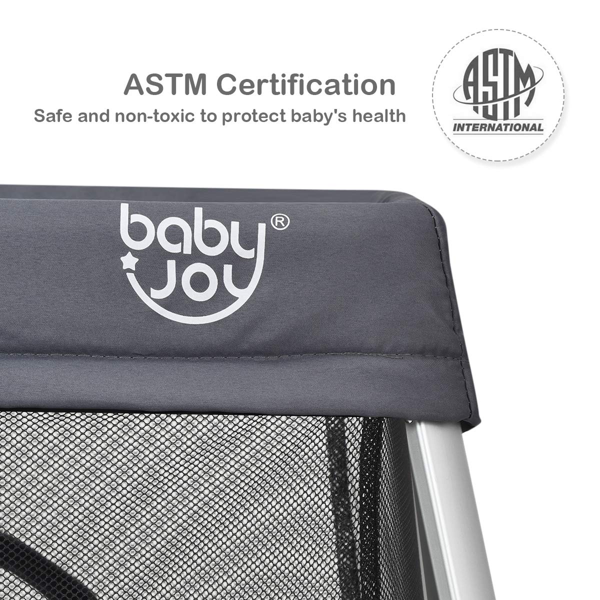 BABY JOY Baby Foldable Travel Crib, 2 in 1 Portable Playpen with Soft Washable Mattress, Side Zipper Design, Lightweight Installation-Free Home Playard with Carry Bag, for Infants & Toddlers (Grey)