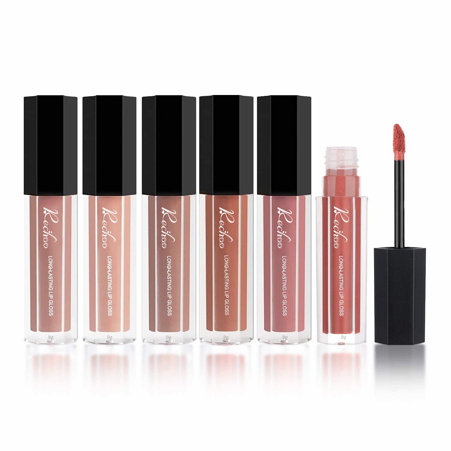 Rechoo Matte Liquid Lipstick Set, 6 Pcs Superstay Mate Ink Waterproof Lip Gloss Beauty Lips Makeup Set (NUDE MATTE INK)