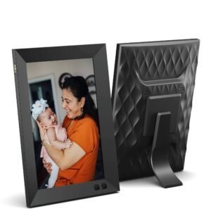 nix 8 inch digital picture frame (non-wifi) - portrait or landscape stand, hd resolution, auto-rotate, remote control - mix photos and videos in the same slideshow