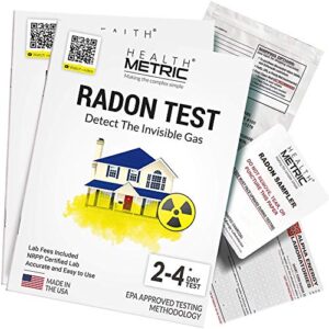 radon test kit for home - easy to use charcoal radon gas detector for peace of mind | 48-96h short term epa approved radon tester | includes lab fees | protect yourself and your family | 2-pack