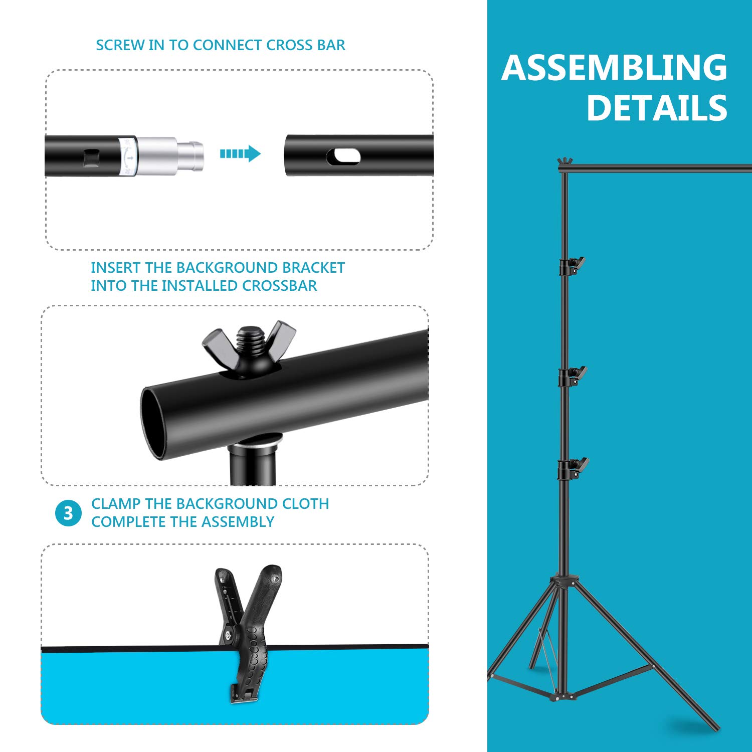 NEEWER Complete Photography Lighting Kit with Backdrops: 8.5ftx10ft Backdrop Stand/800W Equivalent 5500K Umbrellas Softbox Continuous Lighting Kit/42 inch Reflector/Tripod/Carry Bag for Studio