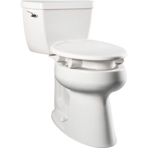 bemis assurance 3" raised toilet seat with clean shield, elongated, white