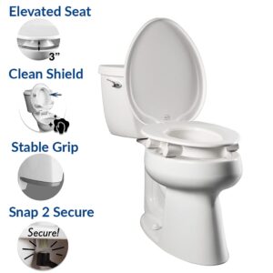 Bemis Assurance 3" Raised Toilet Seat with Clean Shield, Elongated, White