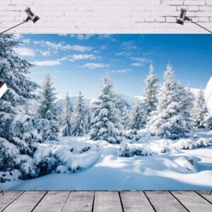 BELECO 7x5ft Fabric Winter Snow Forest Backdrop White Xmas Trees Wintry Scene Alps Photography Background for Christmas New Year Event Party Decorations Banner Holiday Photo Background Photo Props