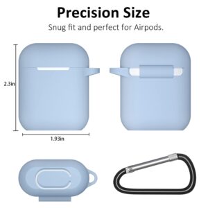 SATLITOG AirPods Case Cover with Secure Lock Keychain, Protective Silicone Cover Compatible with Apple AirPods 2nd & 1st Charging Case - Denim Blue