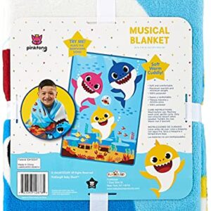 Baby Shark Musical Warm, Plush, Throw Blanket That Plays The Theme Song - Extra Cozy and Comfy for Your Toddler, Blue