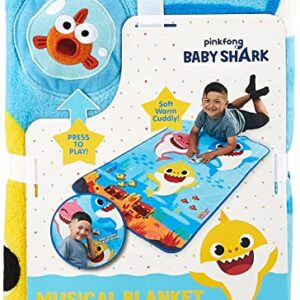 Baby Shark Musical Warm, Plush, Throw Blanket That Plays The Theme Song - Extra Cozy and Comfy for Your Toddler, Blue