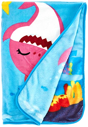 Baby Shark Musical Warm, Plush, Throw Blanket That Plays The Theme Song - Extra Cozy and Comfy for Your Toddler, Blue