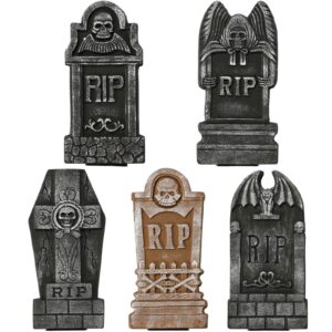 sunnyglade set of 5 pack halloween foam rip graveyard tombstones for halloween lawn yard decorations