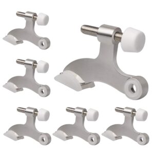 kovosch 6 pack hinge pin door stopper brushed satin nickel - adjustable heavy duty hinge pin door stops with white rubber bumper tips