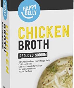 Amazon Brand - Happy Belly Reduced Sodium Chicken Broth, 2 pound (Pack of 1)