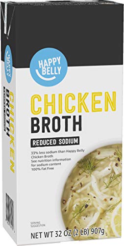 Amazon Brand - Happy Belly Reduced Sodium Chicken Broth, 2 pound (Pack of 1)