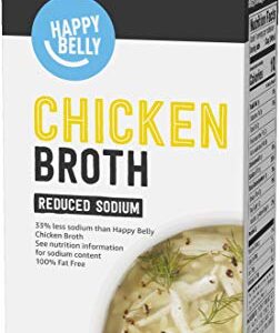 Amazon Brand - Happy Belly Reduced Sodium Chicken Broth, 2 pound (Pack of 1)