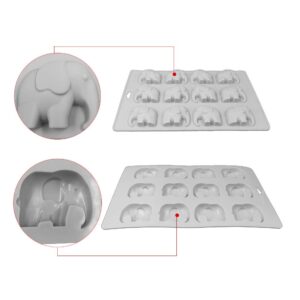 12 Cavities Elephant Chocolate Candy Silicone Mold Gummy Fat Bomb Mould Resin Clay Mini Soap Crayon Mold Ice Cube Tray Cake Cookie Baking Pan for Baby Shower