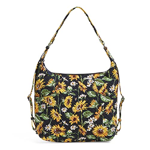 Vera Bradley Women's Cotton Convertible Backpack Shoulder Bag, Sunflowers - Recycled Cotton, One Size