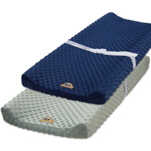 bluesnail ultra soft minky dot changing pad cover 2 pack (gray+navy, 2 pack)