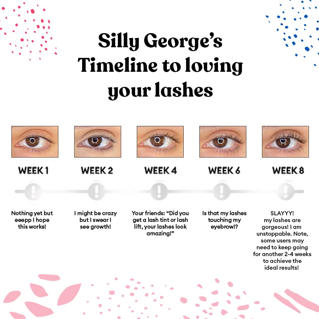 Silly George Eyelash Growth Serum, Lash Serum for Eyelash Growth, Thicker, Fuller, Longer Eyelashes & Bold Eyebrows, Premium Eyelash Serum, Lashes & Brows Enhancer, Lash Growth Serum (3ml, 0.1 Fl. oz)