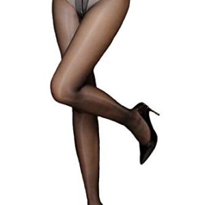 Confonze Women's Sexy Shiny Sheer Control Top Tights Silk Stockings Ultra Shimmery High Waist Pantyhose (Black)