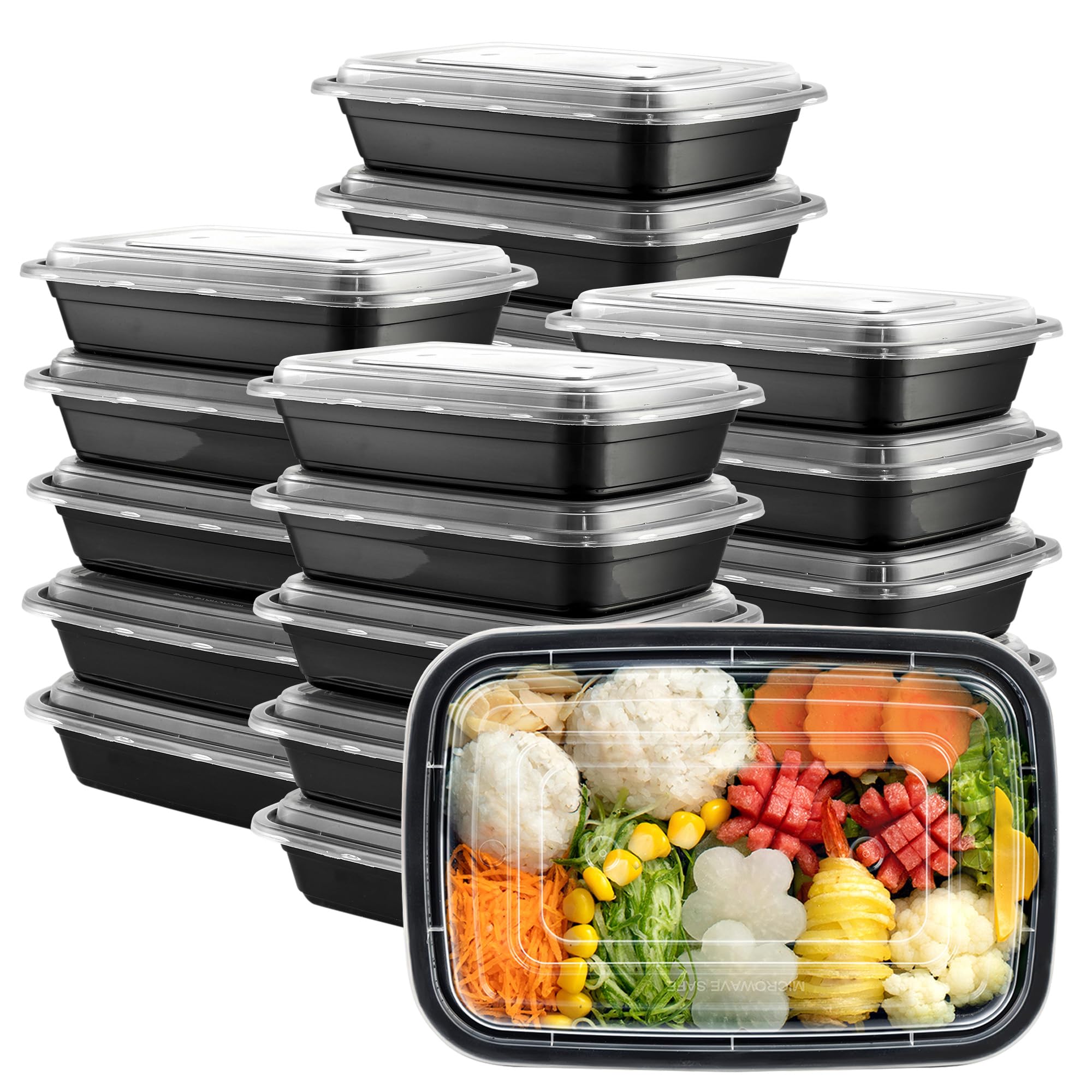 Comfy Package [28 oz - 50 Pack - 1 Compartment Reusable Meal Prep Containers - Microwaveable, Dishwasher and Freezer Safe, BPA-Free, Bento Boxes and Convenience Food Storage with Lids, Stackable