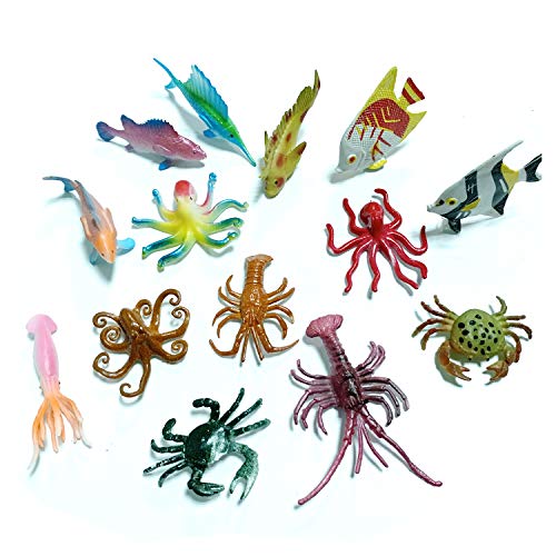 DOITEM 50 Pack Assorted Mini Vinyl Plastic Ocean Sea Animal Figures Toy Set, Realistic Under The Sea Life Figure Bath Gift for Child Educational Kids Party Cake Cupcake Topper