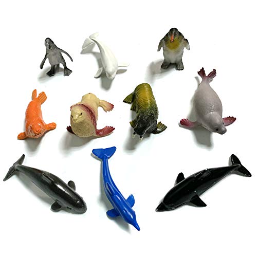 DOITEM 50 Pack Assorted Mini Vinyl Plastic Ocean Sea Animal Figures Toy Set, Realistic Under The Sea Life Figure Bath Gift for Child Educational Kids Party Cake Cupcake Topper