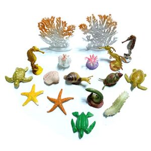 DOITEM 50 Pack Assorted Mini Vinyl Plastic Ocean Sea Animal Figures Toy Set, Realistic Under The Sea Life Figure Bath Gift for Child Educational Kids Party Cake Cupcake Topper