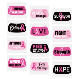 breast cancer awareness face tattoos temporary - pink ribbon /walk/football/run/fundraising giveaways favors 144ct