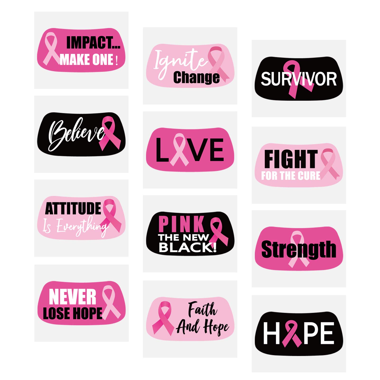 Breast Cancer Awareness Face Tattoos Temporary - Pink Ribbon /Walk/Football/Run/Fundraising Giveaways Favors 144Ct