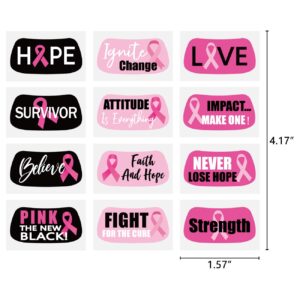 Breast Cancer Awareness Face Tattoos Temporary - Pink Ribbon /Walk/Football/Run/Fundraising Giveaways Favors 144Ct