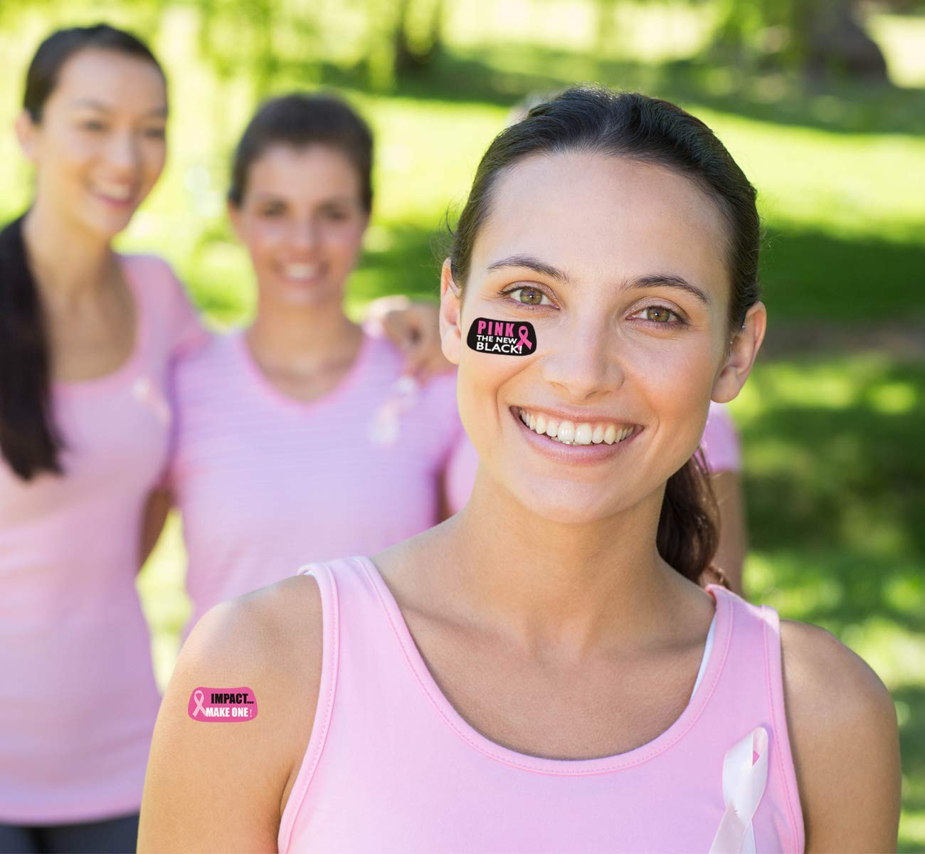 Breast Cancer Awareness Face Tattoos Temporary - Pink Ribbon /Walk/Football/Run/Fundraising Giveaways Favors 144Ct