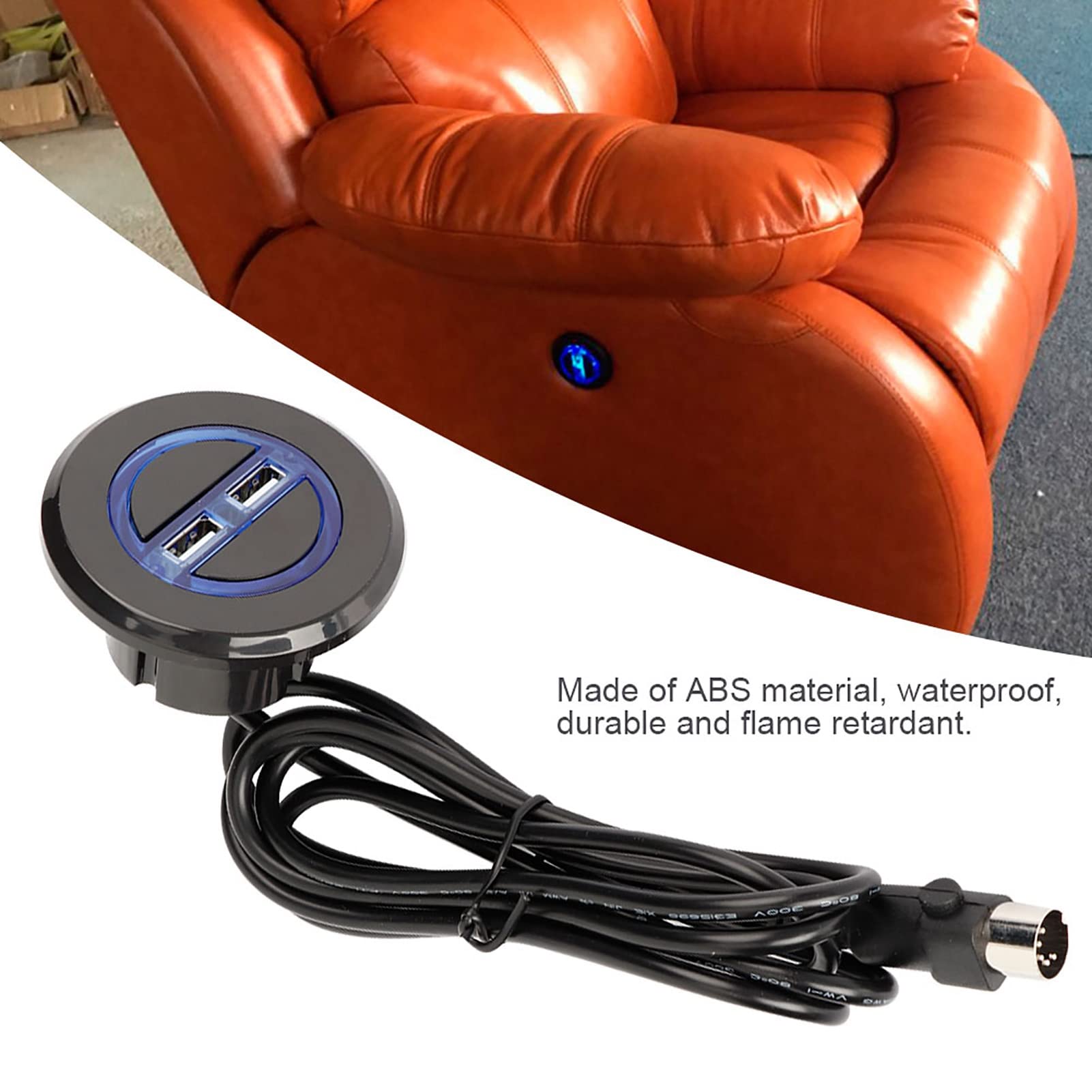 Famus 2 Button/Switch 5 Pin Lift Chair or Power Recliner Hand Control,Handset with USB Plug and Blue Light