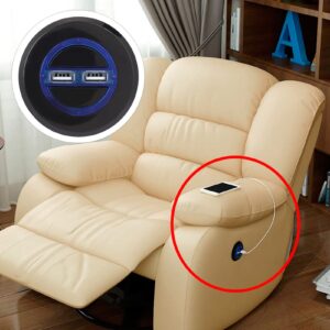 Famus 2 Button/Switch 5 Pin Lift Chair or Power Recliner Hand Control,Handset with USB Plug and Blue Light