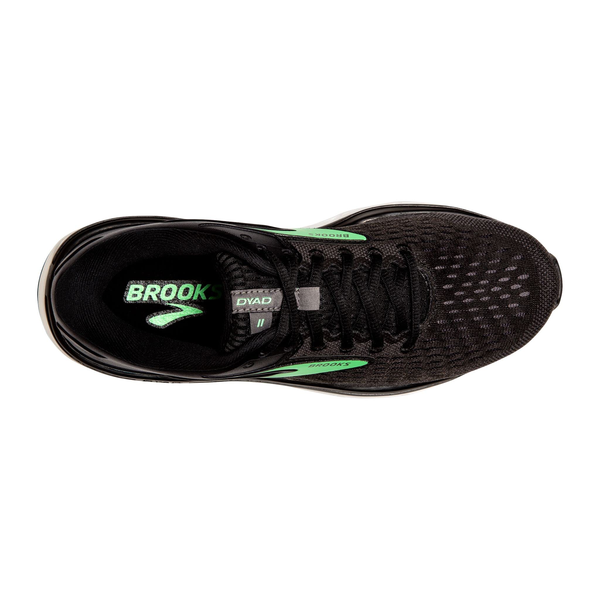 Brooks Women's Dyad 11 Running Shoe - Black/Ebony/Green - 7 X-Wide