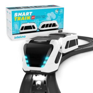 intelino smart train starter set: award-winning robot toy train; app-based + screen-free drive modes; 3 free apps for playing and learning; programmable with color tiles, scratch & python; for ages 3+