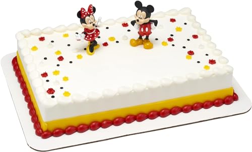 DecoSet® Disney Mickey Mouse and Minnie Mouse Cake Topper, 2-Piece Topper Set, Durable Food-Safe Plastic