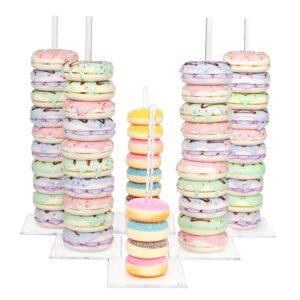 yestbuy donut stand, 6 pack acrylic donuts display stands, doughnut tower holder, clear bagel stand holders for 60 donuts for party wedding birthday gathering decoration