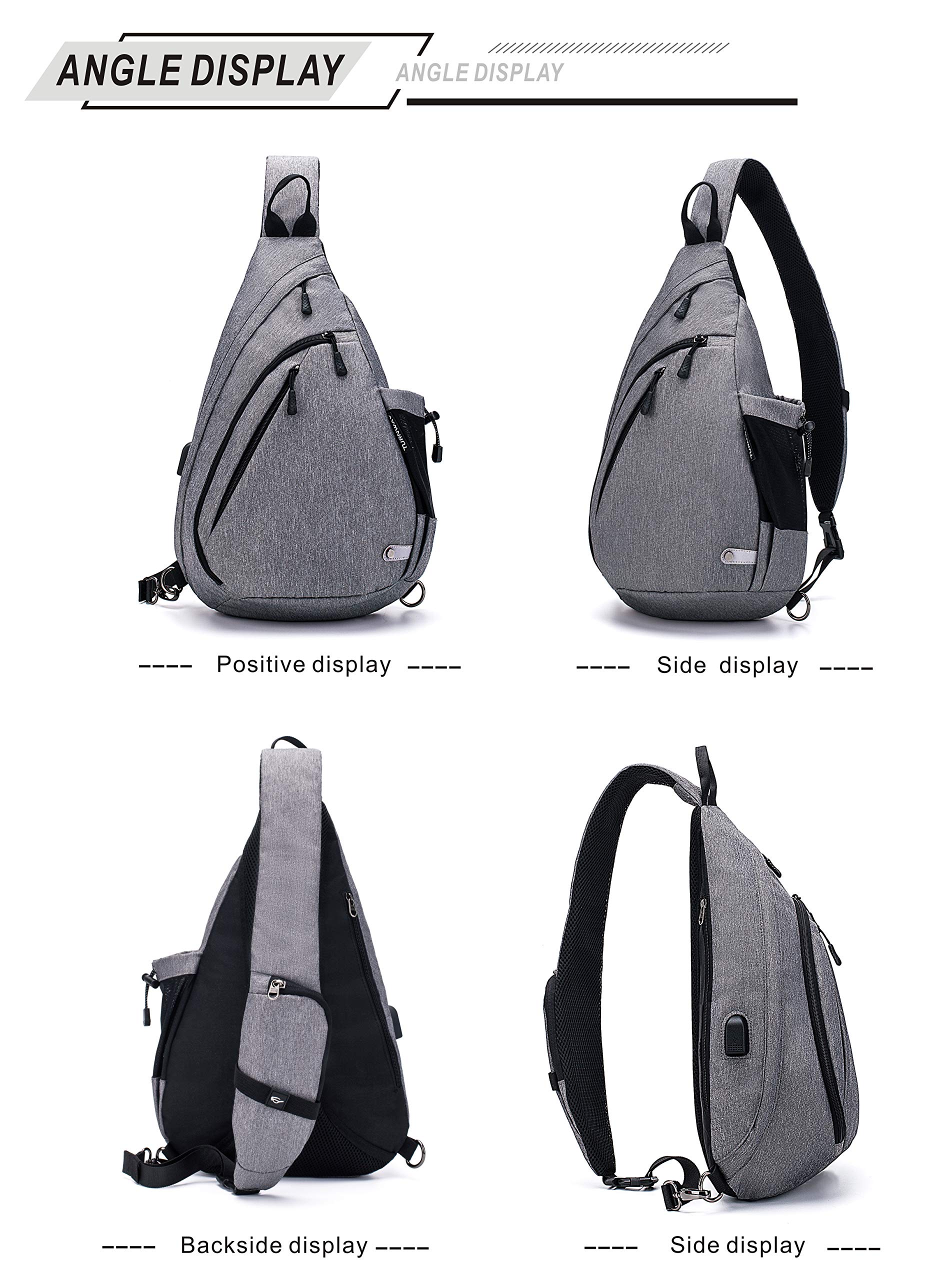 TurnWay 2023 Water-Proof Sling Backpack/Crossbody Bag/Shoulder Bag for Travel, Hiking, Cycling, Camping for Women & Men (GRAY)