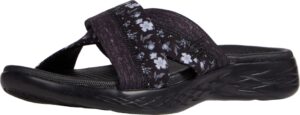 skechers womens on-the-go 600 - 140038 slide sandal, black/grey, 8 us