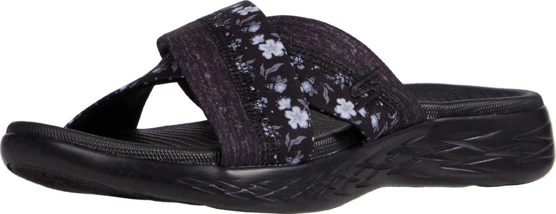 Skechers womens On-the-go 600 - 140038 Slide Sandal, Black/Grey, 8 US